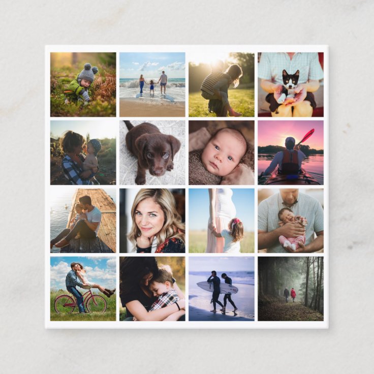 Instagram Photo Grid Lifestyle Photography Square Business Card | Zazzle