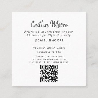 Instagram Photo Modern Script Trendy Social Media Calling Card | Zazzle