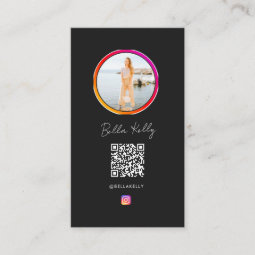Instagram Photo Social Media Influencer Black Business Card | Zazzle