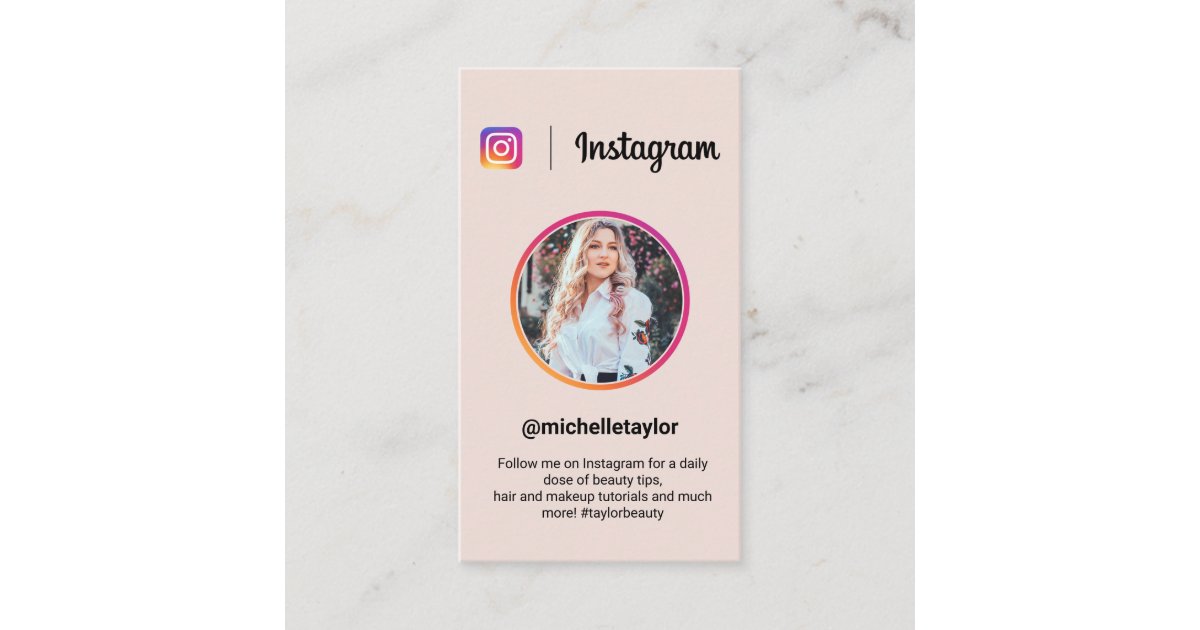 Instagram photo trendy social media modern pink calling card | Zazzle