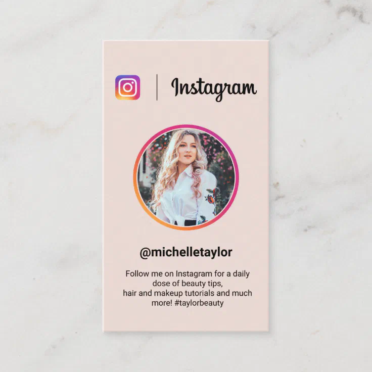 Instagram photo trendy social media modern pink calling card | Zazzle