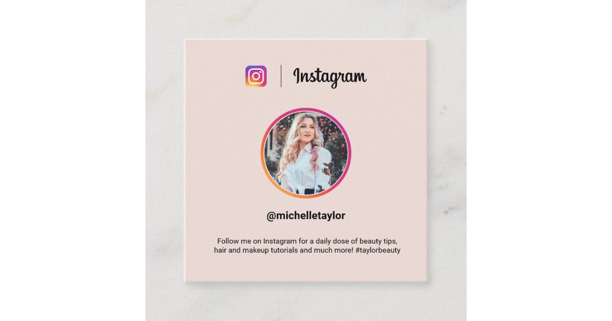 Instagram photo trendy social media modern pink calling card | Zazzle
