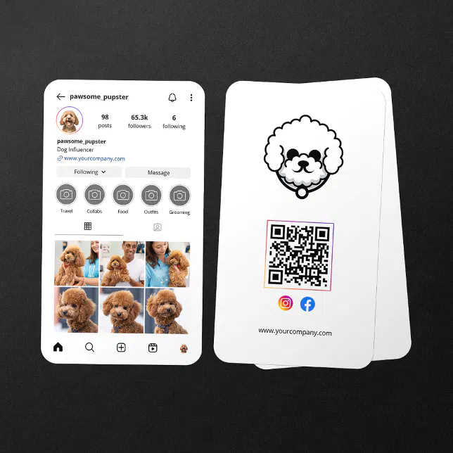 Instagram Profile Dog Influencer Photo QR Code Business Card | Zazzle
