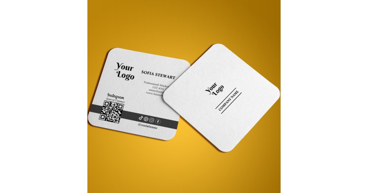 Instagram Qr Code Modern Bold Social Media Follow Square Business Card ...