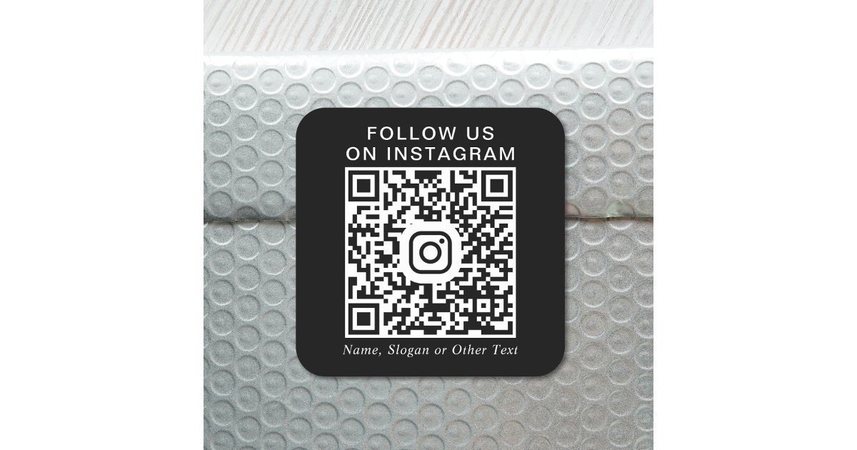 Instagram QR Code Promotional Black Square Sticker | Zazzle