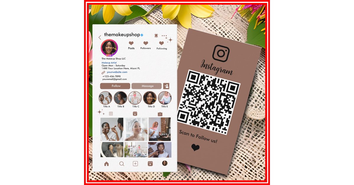 Instagram QR Code Social Media Terracotta Business Card | Zazzle