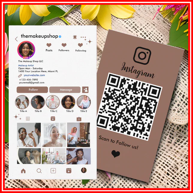 Instagram QR Code Social Media Terracotta Business Card | Zazzle
