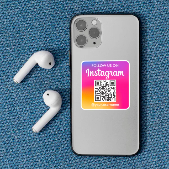 Instagram QR Code Square Sticker | Zazzle