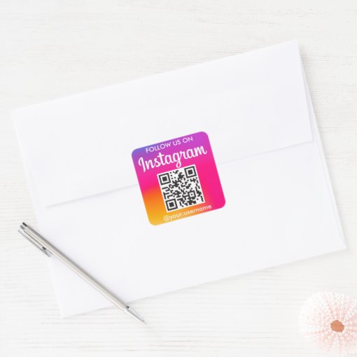 Instagram QR Code Square Sticker | Zazzle