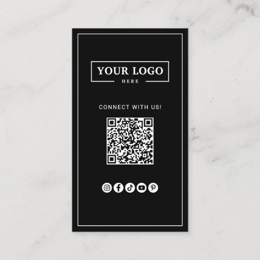 Instagram Scan To Connect QR Code Black Business Card | Zazzle