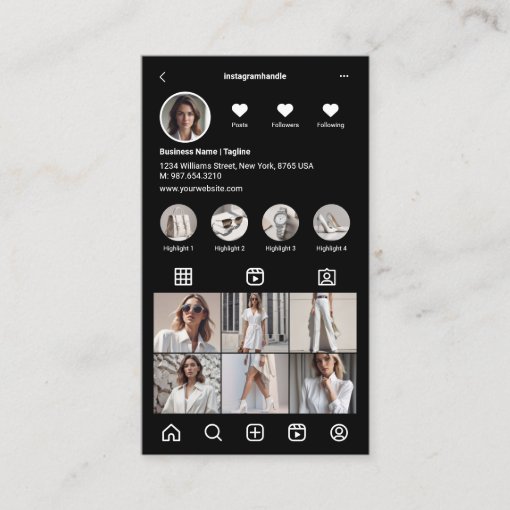 Instagram Scan To Connect QR Code Black Business Card | Zazzle