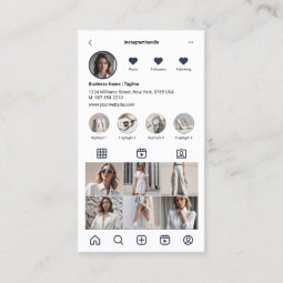 Instagram Scan To Connect QR Code Blue Business Card | Zazzle