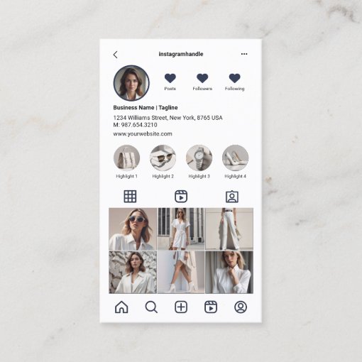 Instagram Scan To Connect QR Code Blue Business Card | Zazzle