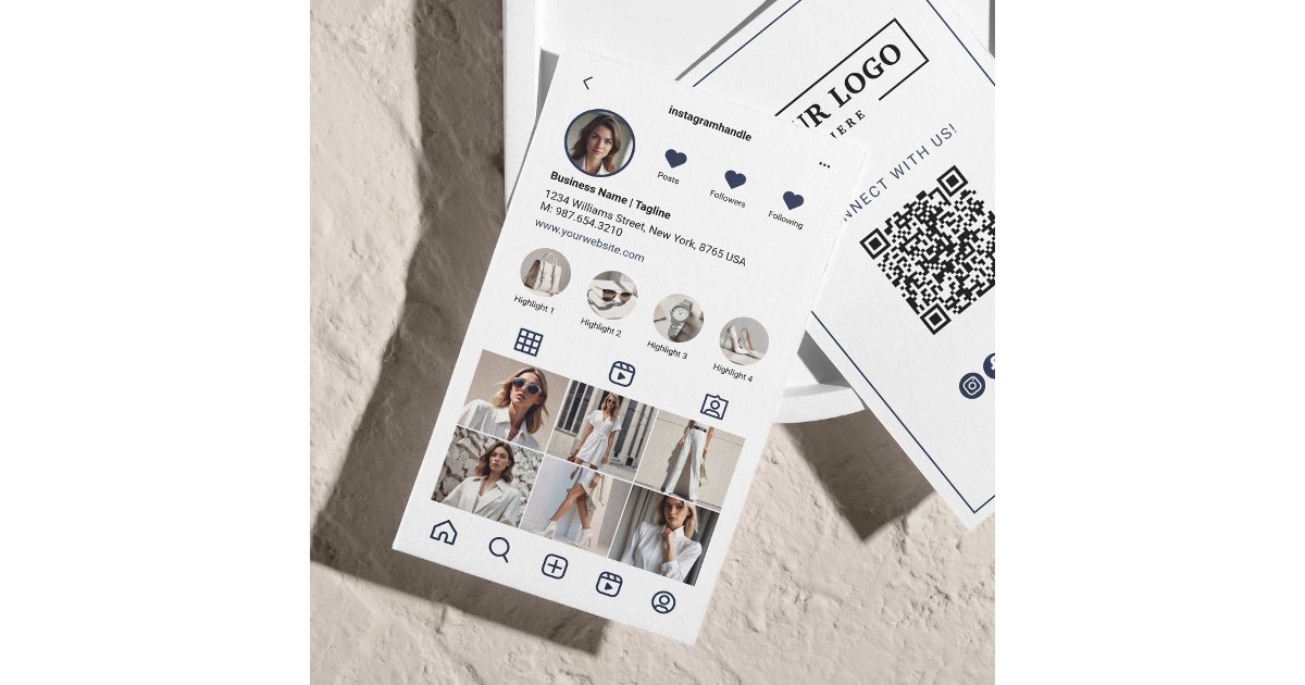 Instagram Scan To Connect QR Code Blue Business Card | Zazzle