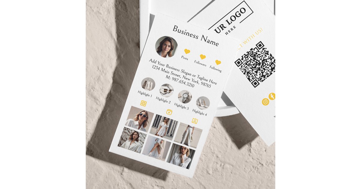Instagram Scan To Connect QR Code Yellow Business Card | Zazzle