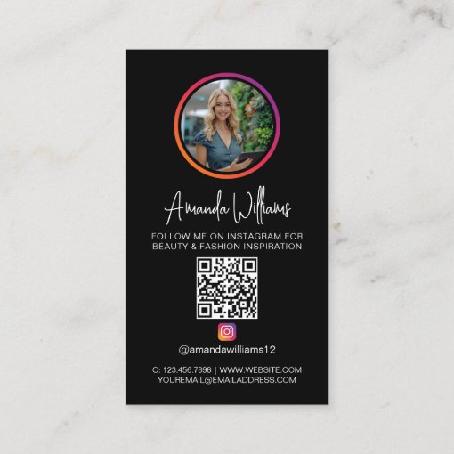 Instagram Social Media Follow Me Photo QR Code Business Card | Zazzle