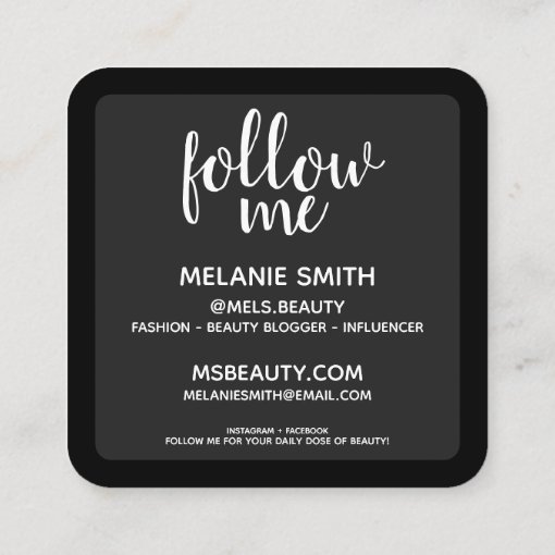 Instagram social media photo modern black minimal calling card | Zazzle
