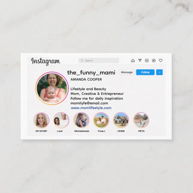 Instagram style business card | Zazzle