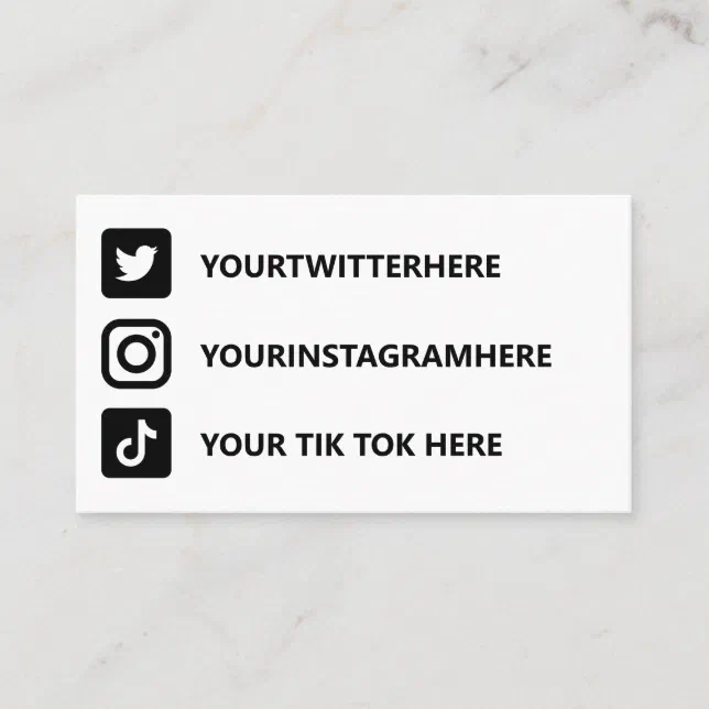 Instagram Tik Tok Twitter Business Card | Zazzle