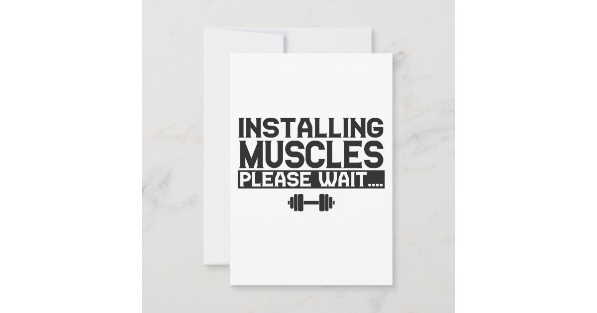 Installing Muscles Please Wait Funny Fitness Gym Thank You Card | Zazzle