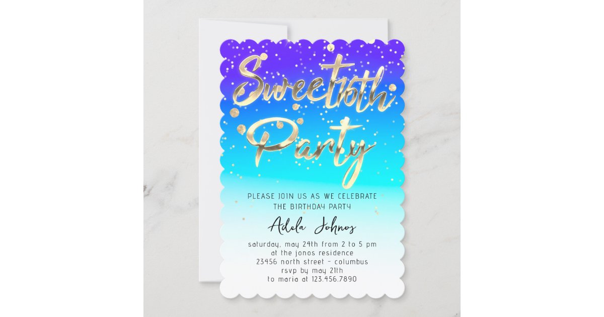 Instant Download Birthday Party Gold Oceanic Invitation | Zazzle