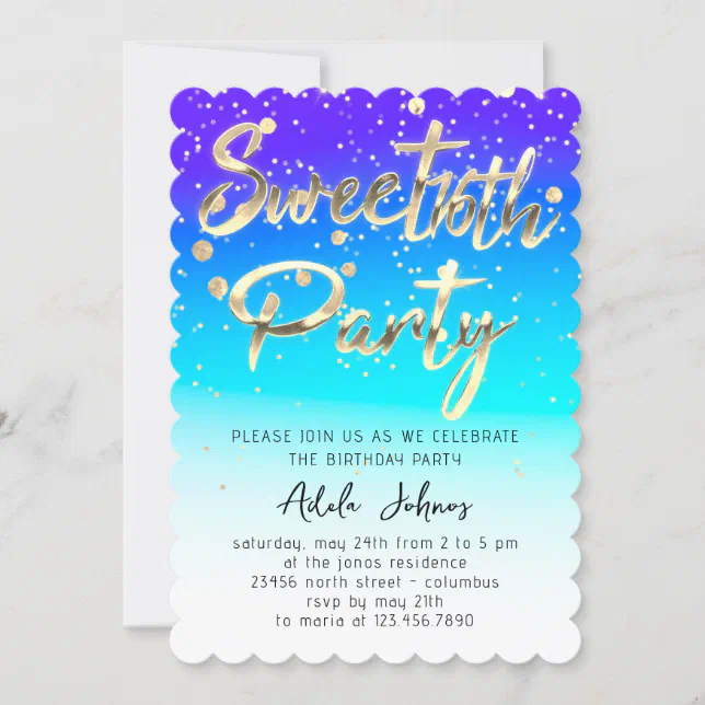 Instant Download Birthday Party Gold Oceanic Invitation | Zazzle