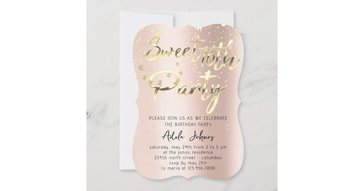 Instant Download Birthday Party Rose Gold Invitation | Zazzle