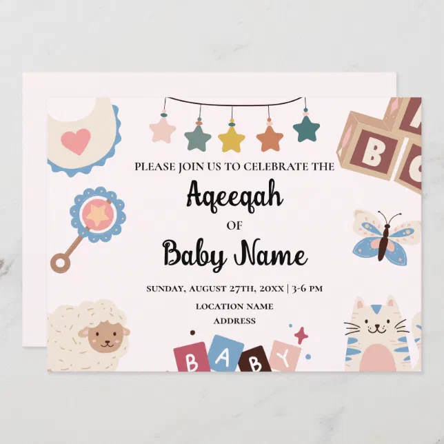 Instant Editable Aqeeqah Aqiqah Invitation Card | Zazzle