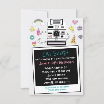 Instant Film Camera Birthday Party Invitation | Zazzle