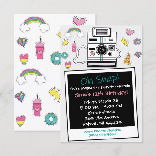 Instant Film Camera Birthday Party Invitation | Zazzle