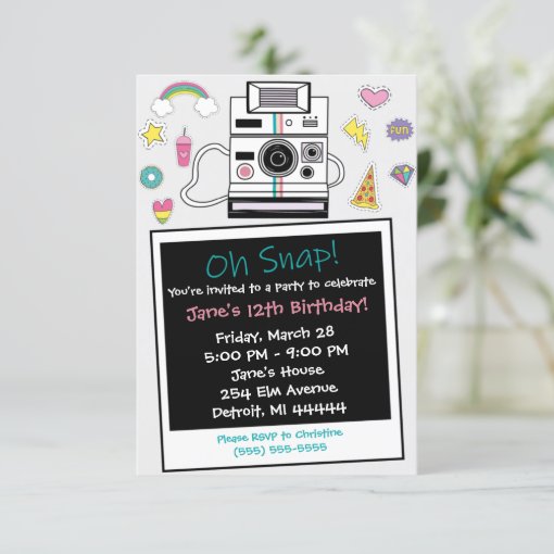 Instant Film Camera Birthday Party Invitation | Zazzle