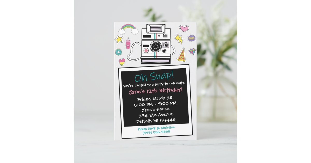 Instant Film Camera Birthday Party Invitation | Zazzle