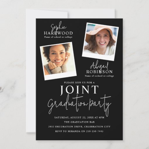 Instant Photo Joint Graduation Party Invitation | Zazzle