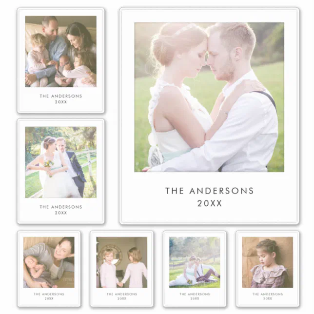 Instant Photo Style Multi Sizes Square Photos Sticker | Zazzle