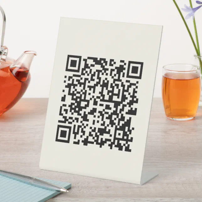 Instantly Create a QR Code | Editable Off White Pedestal Sign | Zazzle