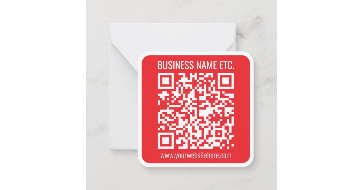 Instantly Create Your Own QR Code | Editable Red Note Card | Zazzle