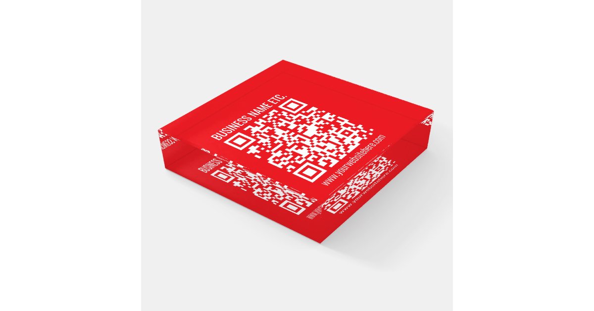Instantly Create Your Own QR Code | Editable Red Paperweight | Zazzle