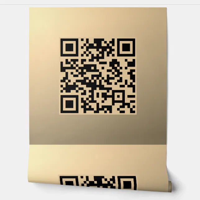 Instantly Editable QR code Template | Faux Gold Wallpaper | Zazzle