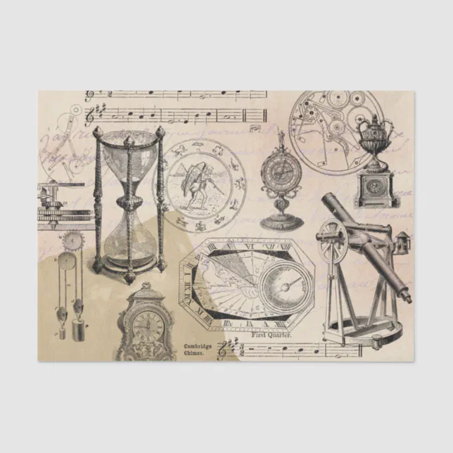 Instruments of the Hour Steampunk Hourglass Tissue Paper | Zazzle