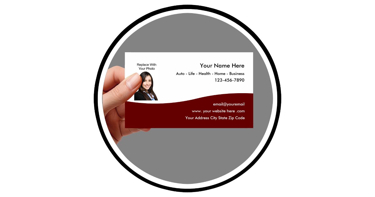 Insurance Agent Editable Photo Business Cards | Zazzle