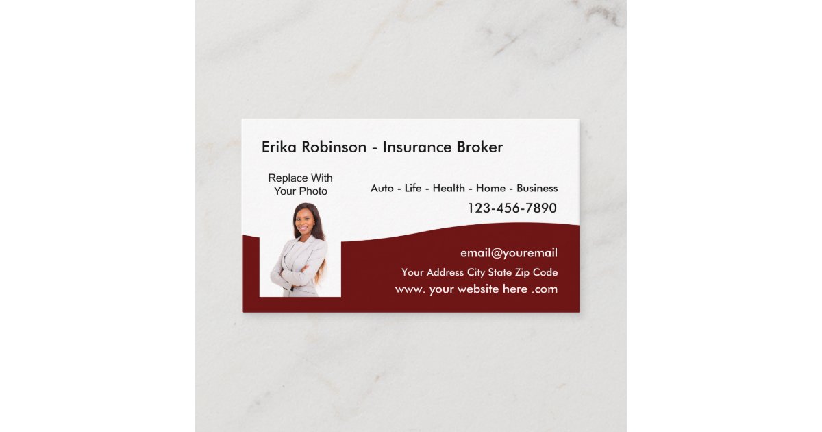 Insurance Agent Photo Business Cards Template | Zazzle