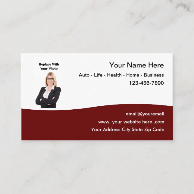 Insurance Agent Photo Business Cards Template | Zazzle