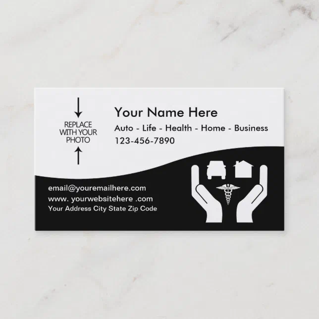 Insurance Agent Photo Template Business Card | Zazzle