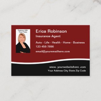 Insurance Agent Photo Template Business Card | Zazzle