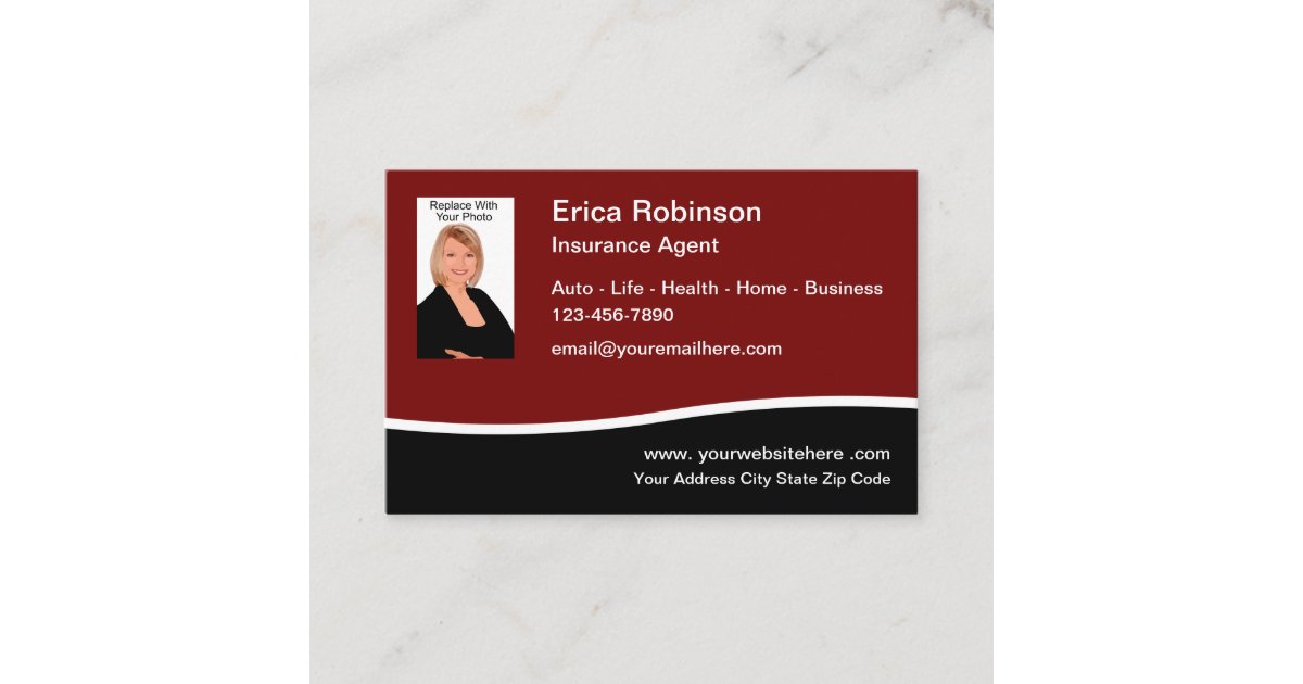 Insurance Agent Photo Template Business Card | Zazzle