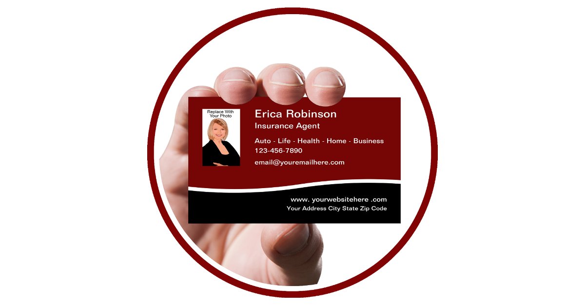 Insurance Agent Photo Template Business Card | Zazzle