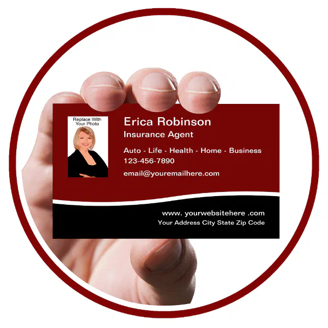Insurance Agent Photo Template Business Card | Zazzle