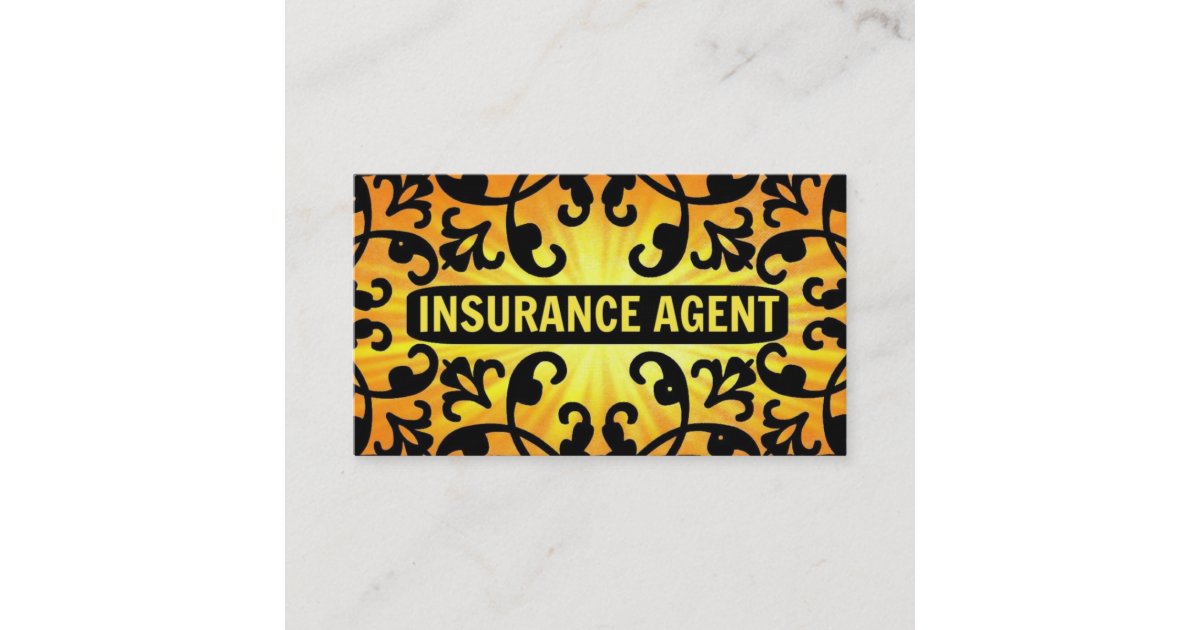 Insurance Agent Sunshine Damask Business Card | Zazzle