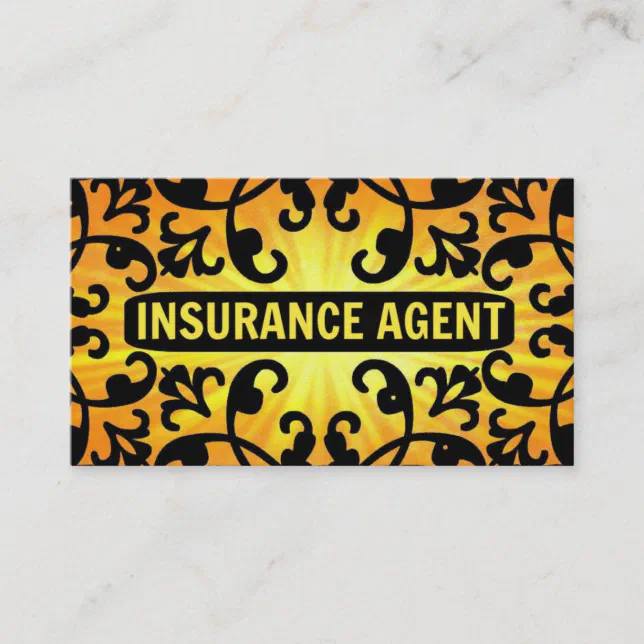 Insurance Agent Sunshine Damask Business Card | Zazzle