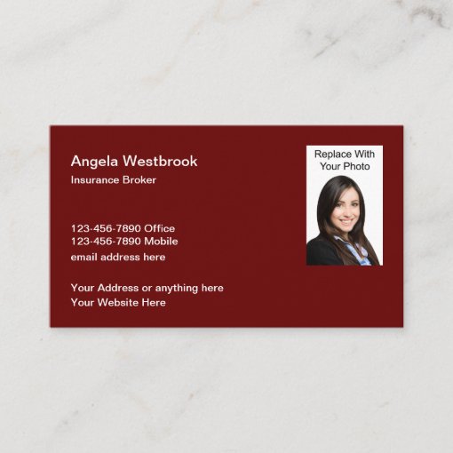 Insurance Broker Photo Template Business Cards | Zazzle